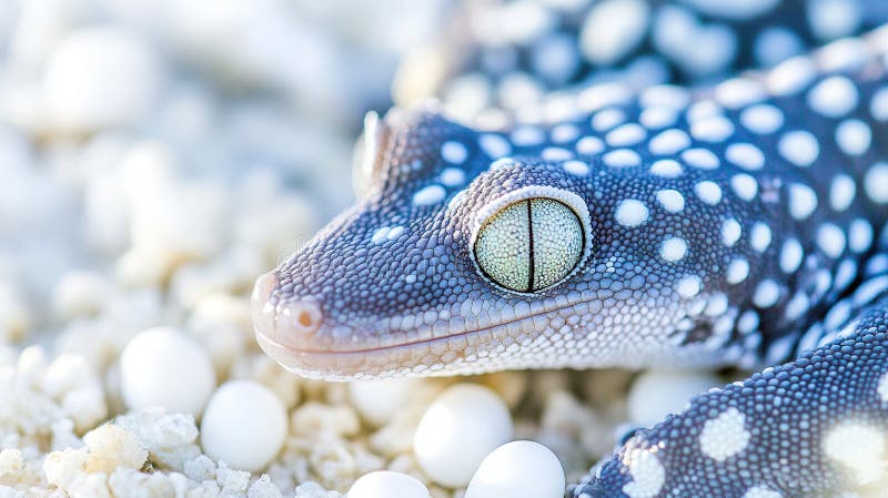 Blue Gecko Portrait, Beach Sand, Eggs, Sunlit Stock Photo - Image of ...