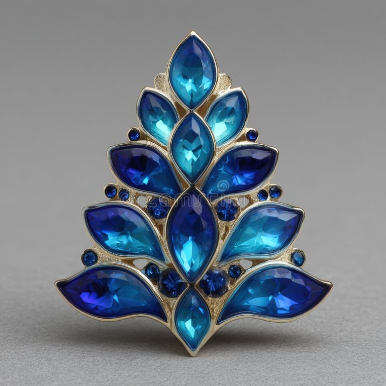 A Blue Gem Brooch in the Shape of a Tree. Stock Illustration ...
