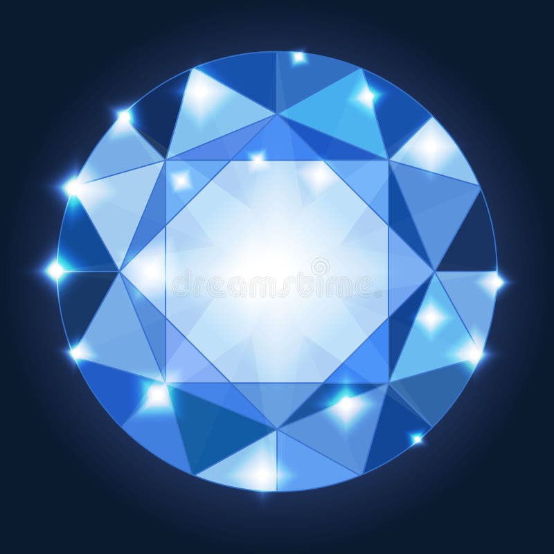 Blue Gem on a Dark Background Stock Illustration - Illustration of ...