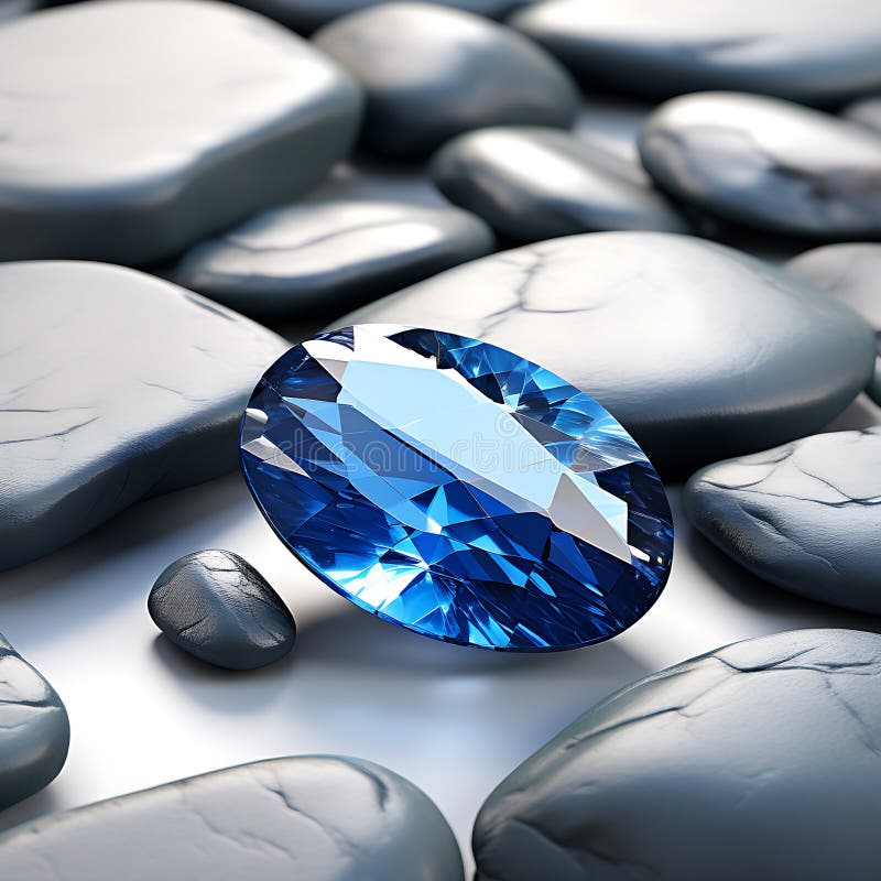 Blue Gem with Rocks Background Stock Illustration - Illustration of ...