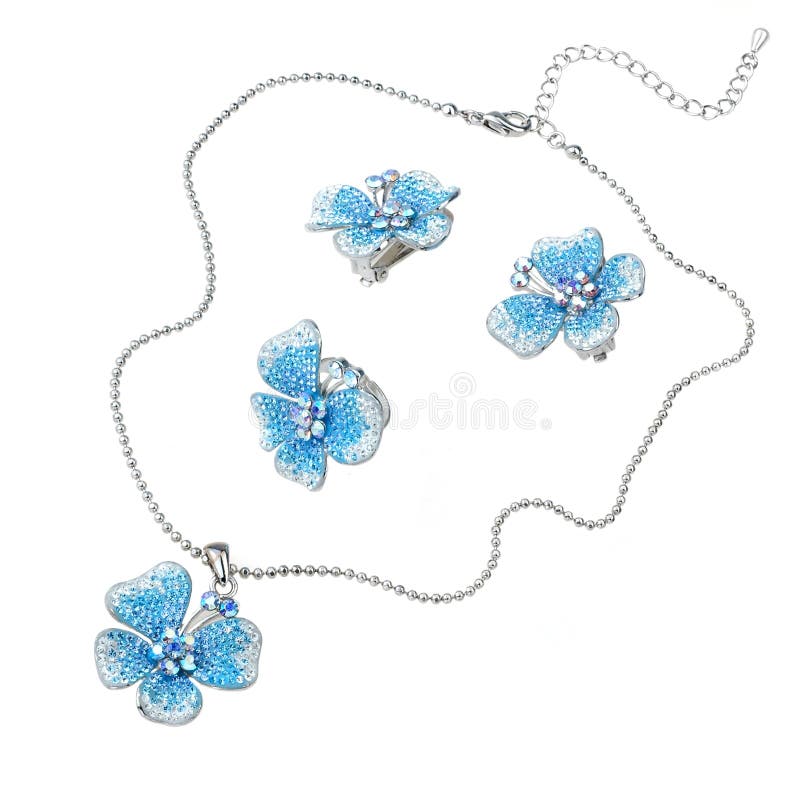 Blue Gems Pendant and Ear Rings Stock Photo - Image of beautiful ...