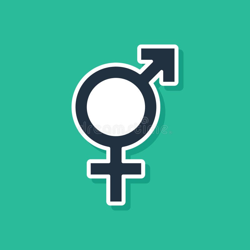 Blue Gender Icon Isolated On Green Background Symbols Of Men And Women