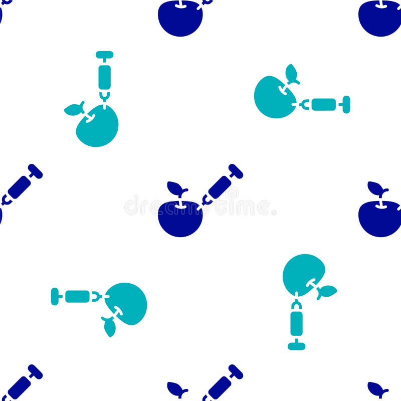 Blue Genetically Modified Apple Icon Isolated Seamless Pattern on White ...