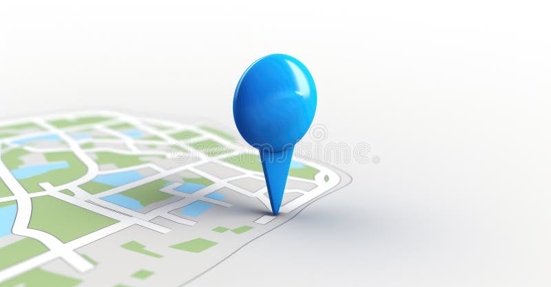 Blue Geolocation Marker on the Map in 3D Style. Navigation System Stock ...