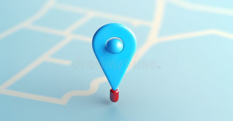 Blue Geolocation Marker on the Map in 3D Style. Navigation System Stock ...