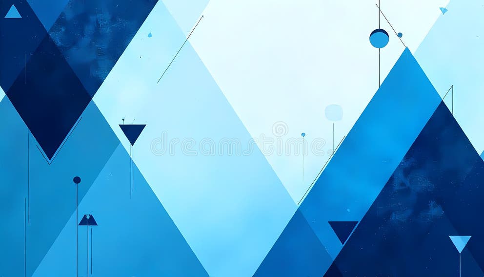 Blue Geometric Abstract Art with Triangles and Circles Creating a ...