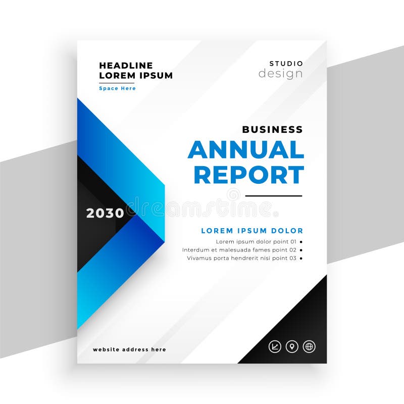 Blue Geometric Annual Report Presentation Template Design Stock Vector ...
