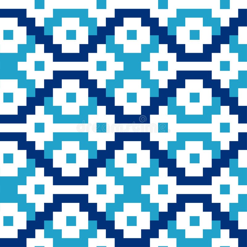 Blue Geometric Blocks in a Seamless Pattern Stock Vector - Illustration ...