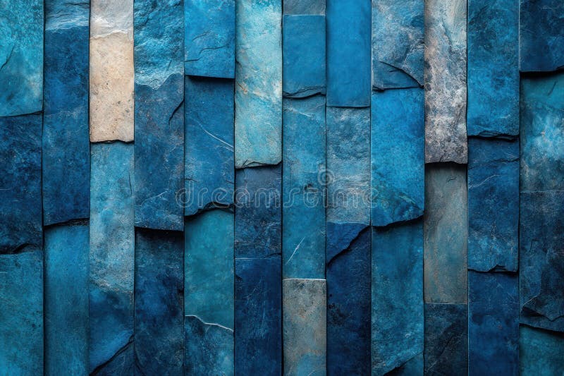 Blue Geometric Cement Tile Wall Texture Background Panorama Stock ...