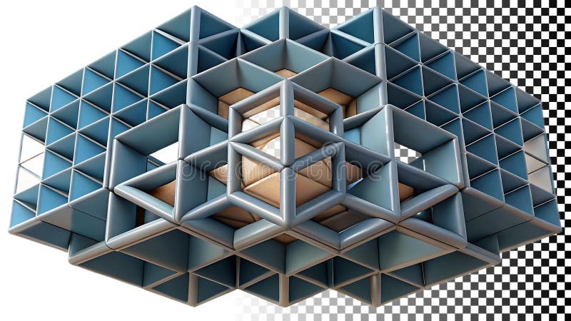 Blue Geometric Cube Structure, Abstract 3D Shape, Modern Architectural ...