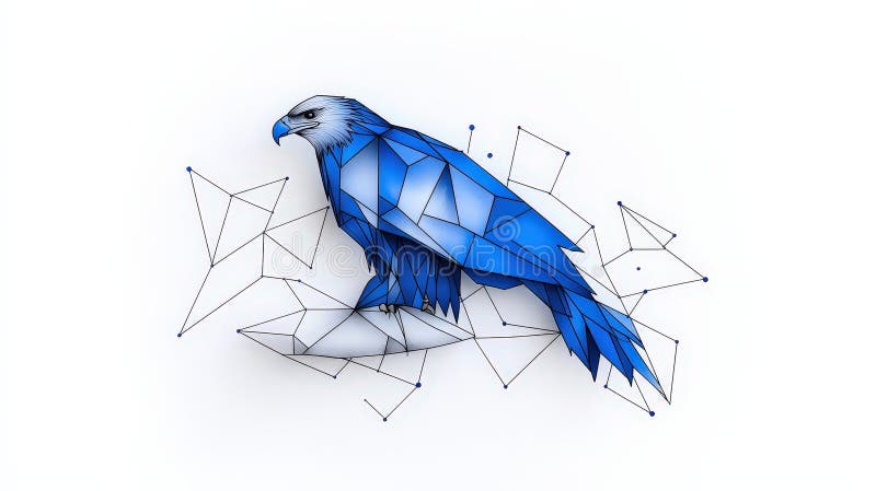 Blue Geometric Eagle Illustration with Abstract Lines and Shapes on ...