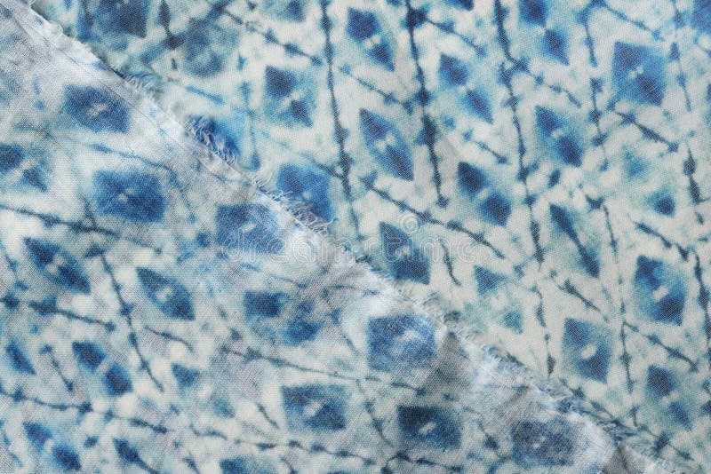 Blue Geometric Fabric. Pastel Blue and White Stretch Cotton Fabric with ...