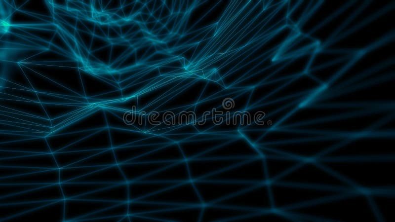 Blue Geometric Grid in Three Dimension Space Golden Lights Stock Image ...