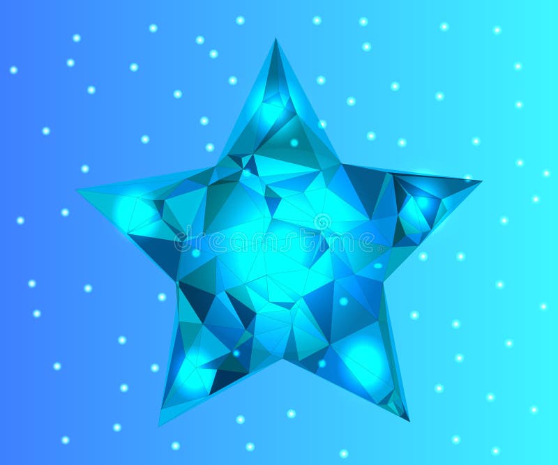 Abstract Blue Low Poly Background. Blue Geometric Star on Gradiend ...