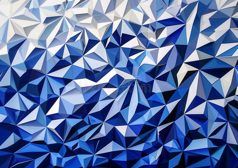 A Blue Geometric Pattern Composed of Low-poly Triangles, Giving the ...
