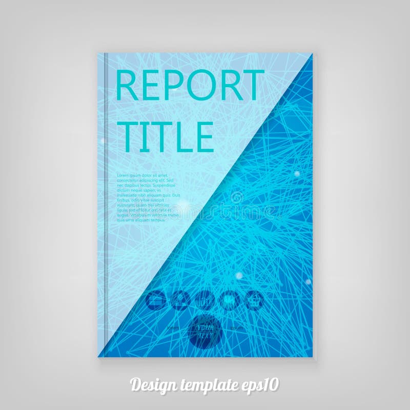 Blue Geometric Report Cover Design with Triangular Stri Stock Vector ...
