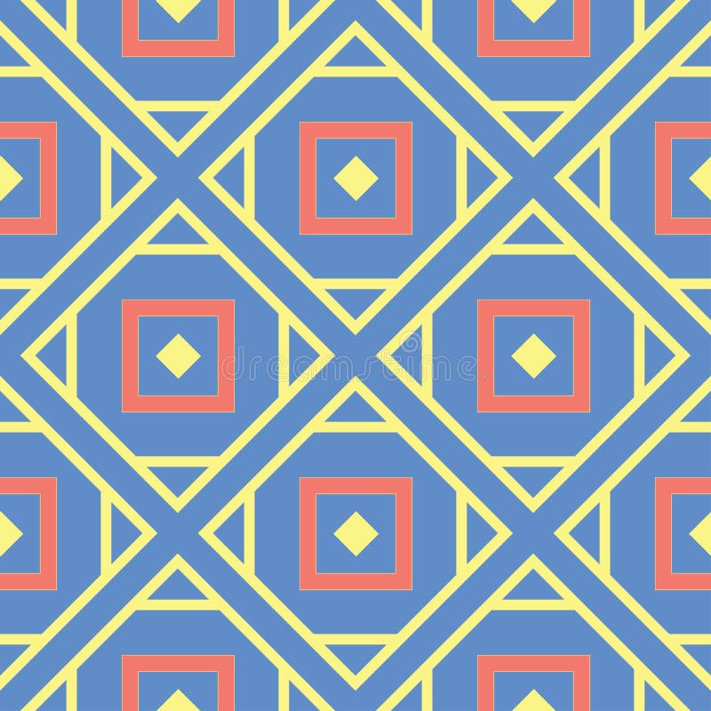 Blue Geometric Seamless Background. Bright Multi Colored Design with ...