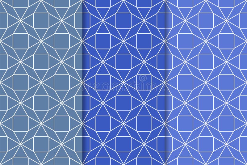 Blue Geometric Seamless Patterns Stock Vector - Illustration of ...