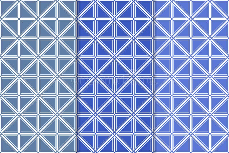 Blue Geometric Seamless Patterns Stock Vector - Illustration of ...
