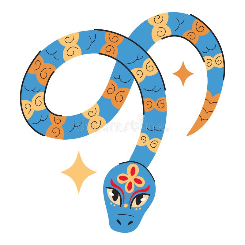 Blue Geometric Snake Icon stock vector. Illustration of luck - 359285945