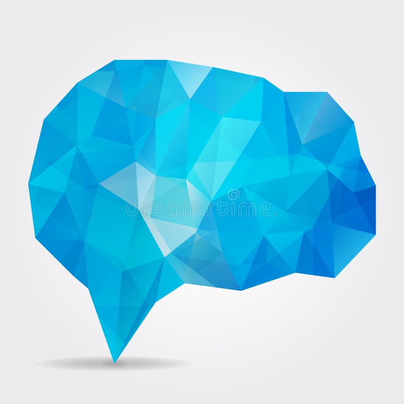 Blue Geometric Speech Bubble with Triangular Polygons Stock Vector ...