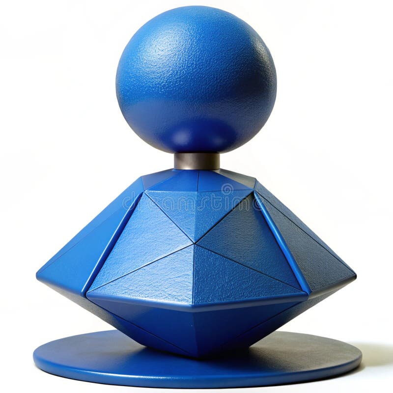 Blue Geometric Structure with a Spherical Top Isolated on White ...