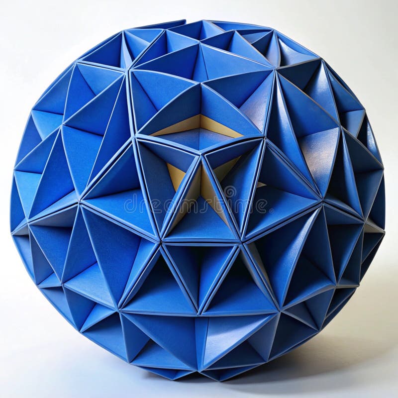 Blue Geometric Structure with a Spherical Top Isolated on White ...