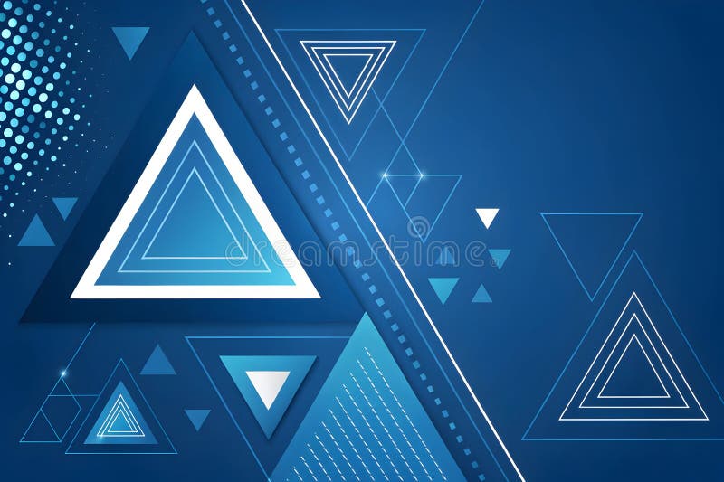 Blue Geometric Technology Background with Triangles Stock Illustration ...