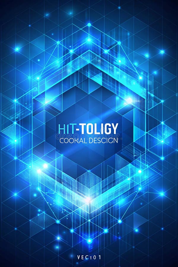 Blue Geometric Technology Hi-Tech Concept Background Stock Illustration ...