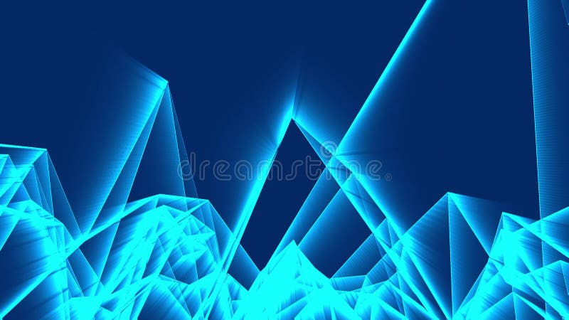 Blue Geometric Triangle Shapes Move at Speed on Blue Background Stock ...