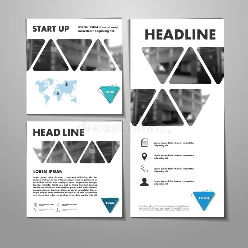 Blue Geometry Brochure Design Template. Vector Cover, Leaflet ...