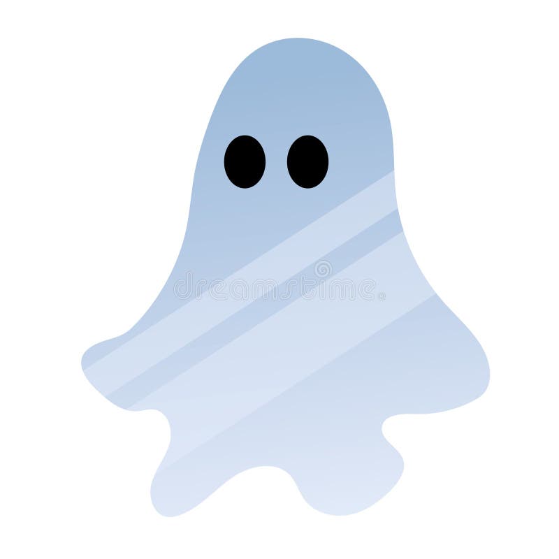 Blue Ghost Cartoon with Simple Shape and Black Eyes, Vector Stock ...