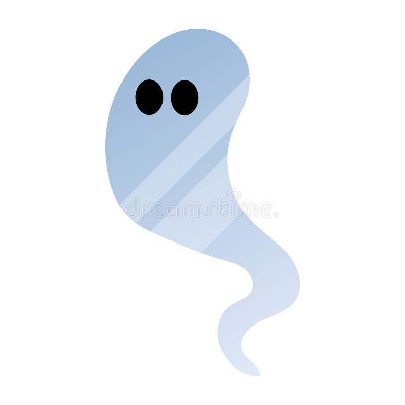 Blue Ghost Cartoon with Simple Shape and Black Eyes, Vector Stock ...