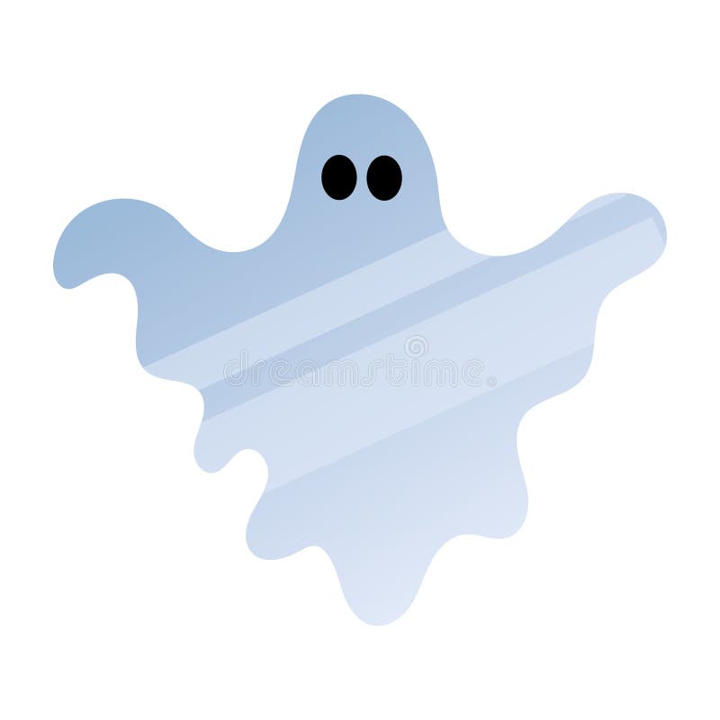 Blue Ghost Cartoon with Simple Shape and Black Eyes, Vector Stock ...