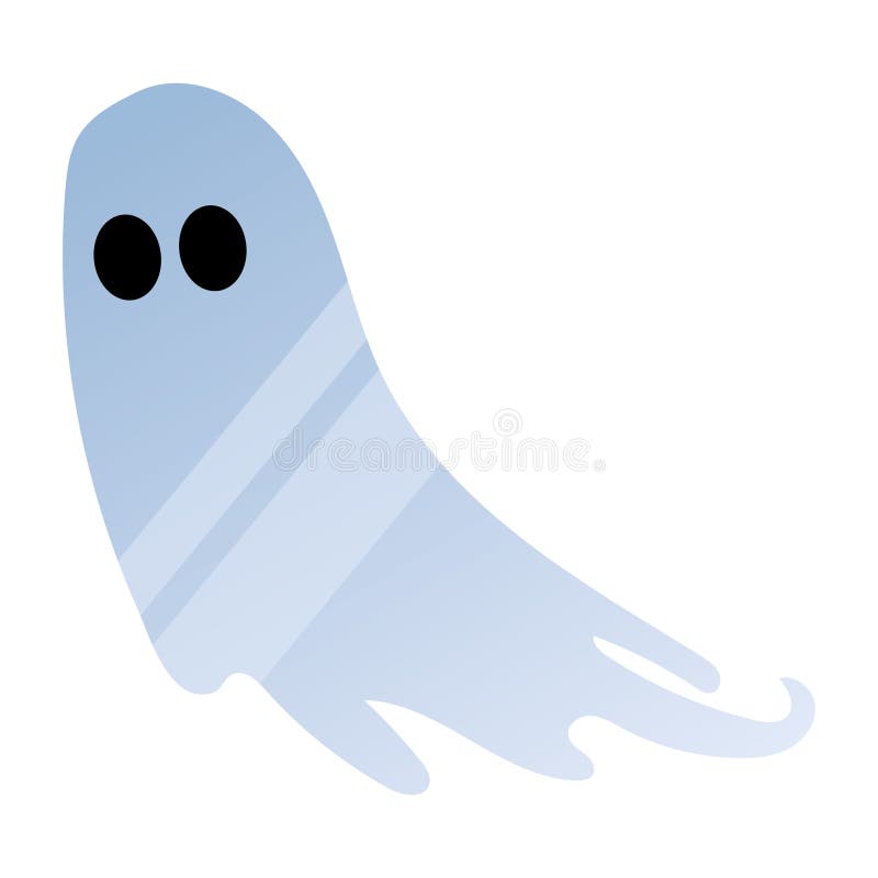 Blue Ghost Cartoon with Simple Shape and Black Eyes, Vector Stock ...