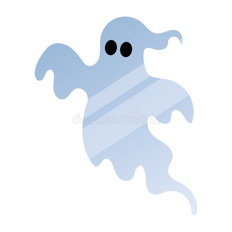 Blue Ghost Cartoon with Simple Shape and Black Eyes, Vector Stock ...