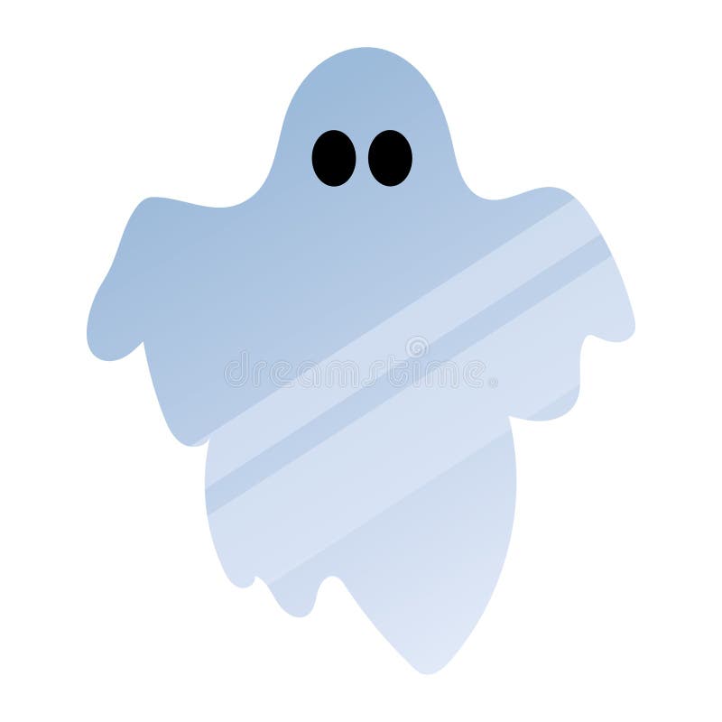 Blue Ghost Cartoon with Simple Shape and Black Eyes, Vector Stock ...