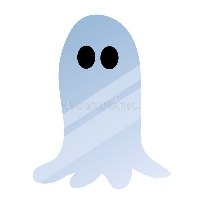 Blue Ghost Cartoon with Simple Shape and Black Eyes, Vector Stock ...