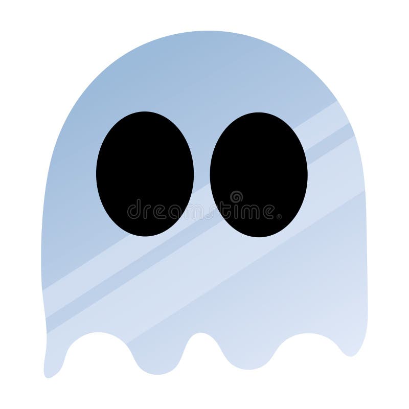 Blue Ghost Cartoon with Simple Shape and Black Eyes, Vector Stock ...