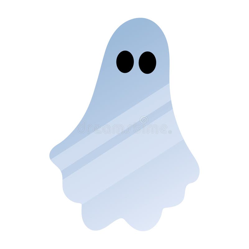 Blue Ghost Cartoon with Simple Shape and Black Eyes, Vector Stock ...