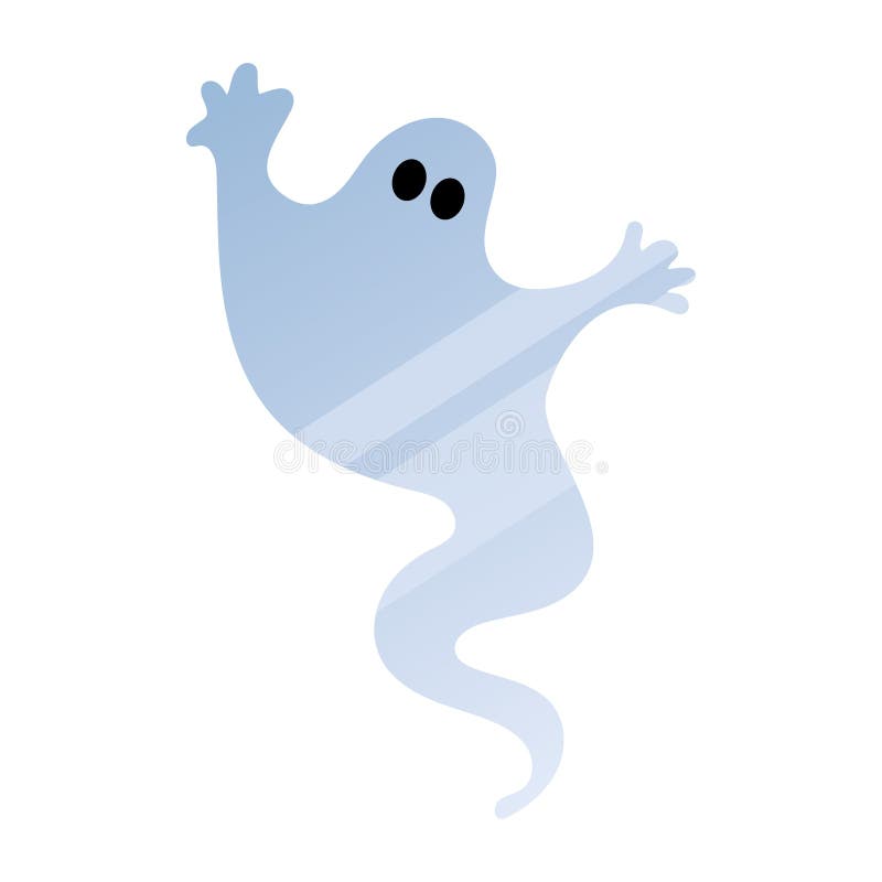 Blue Ghost Cartoon with Simple Shape and Black Eyes, Vector Stock ...