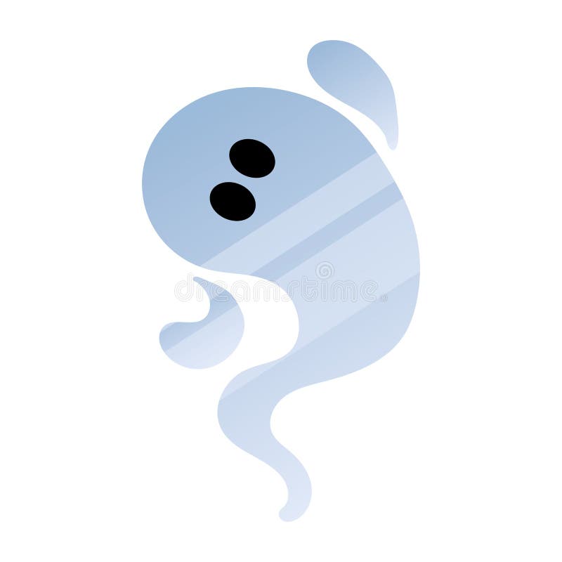 Blue Ghost Cartoon with Simple Shape and Black Eyes, Vector Stock ...