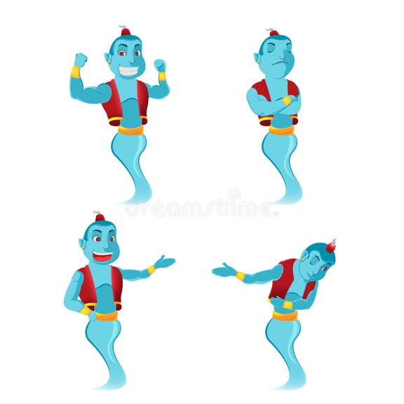 Blue Giant Genie Character Set Vector Stock Illustration - Illustration ...