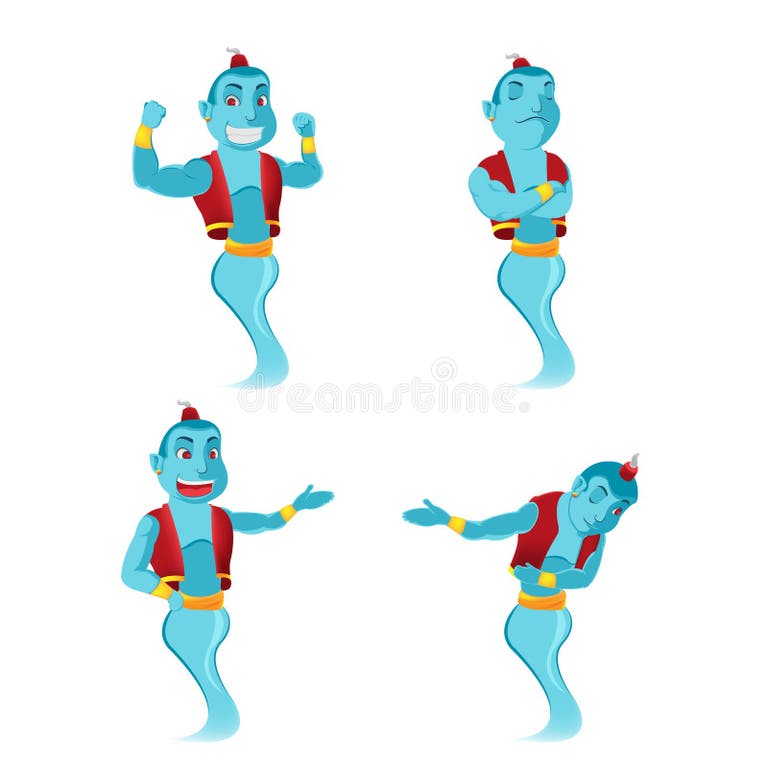 Blue Giant Genie Character Set Vector Stock Illustration - Illustration ...