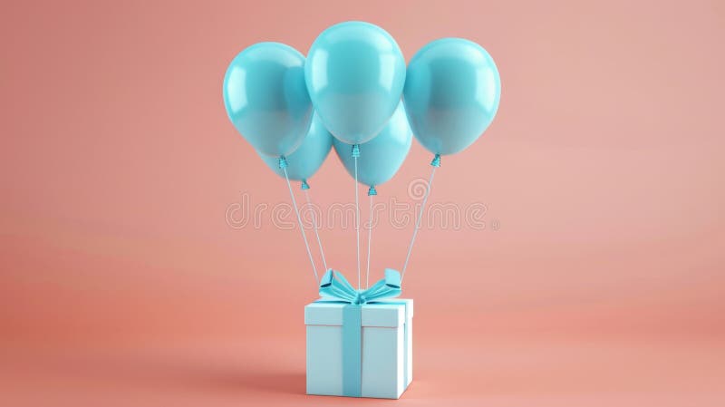 The Blue Gift Balloons Statue.AI Generated Image Stock Image - Image of ...