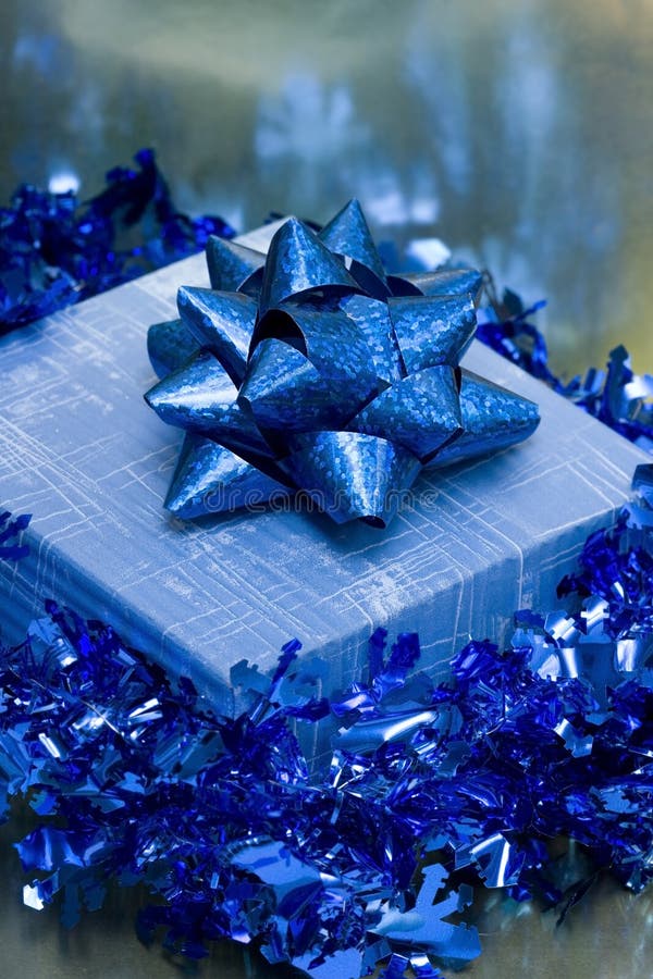 Blue gift box stock image. Image of ornament, navidad - 3845475