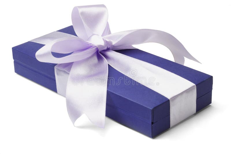 Blue Gift Box with Big Bow Ribbon Stock Image - Image of ribbon ...