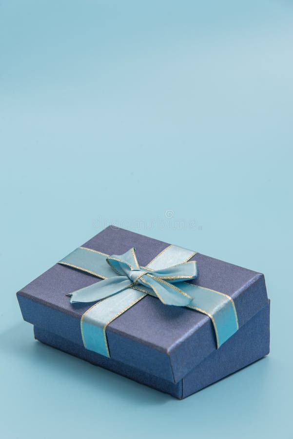 Blue Gift Box on Blue Colour Background Stock Photo - Image of ...