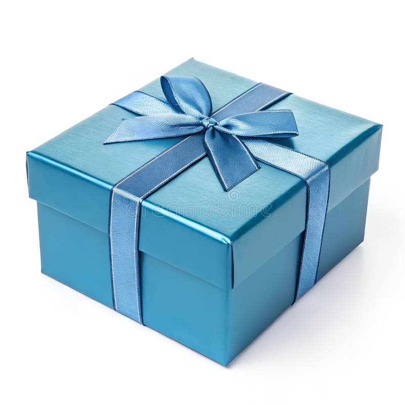 Blue Gift Box with Bow Isolated on White Background Stock Illustration ...