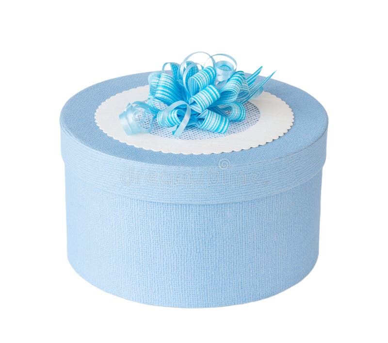 Blue Gift Box with a Bow Isolated on White Stock Photo - Image of ...